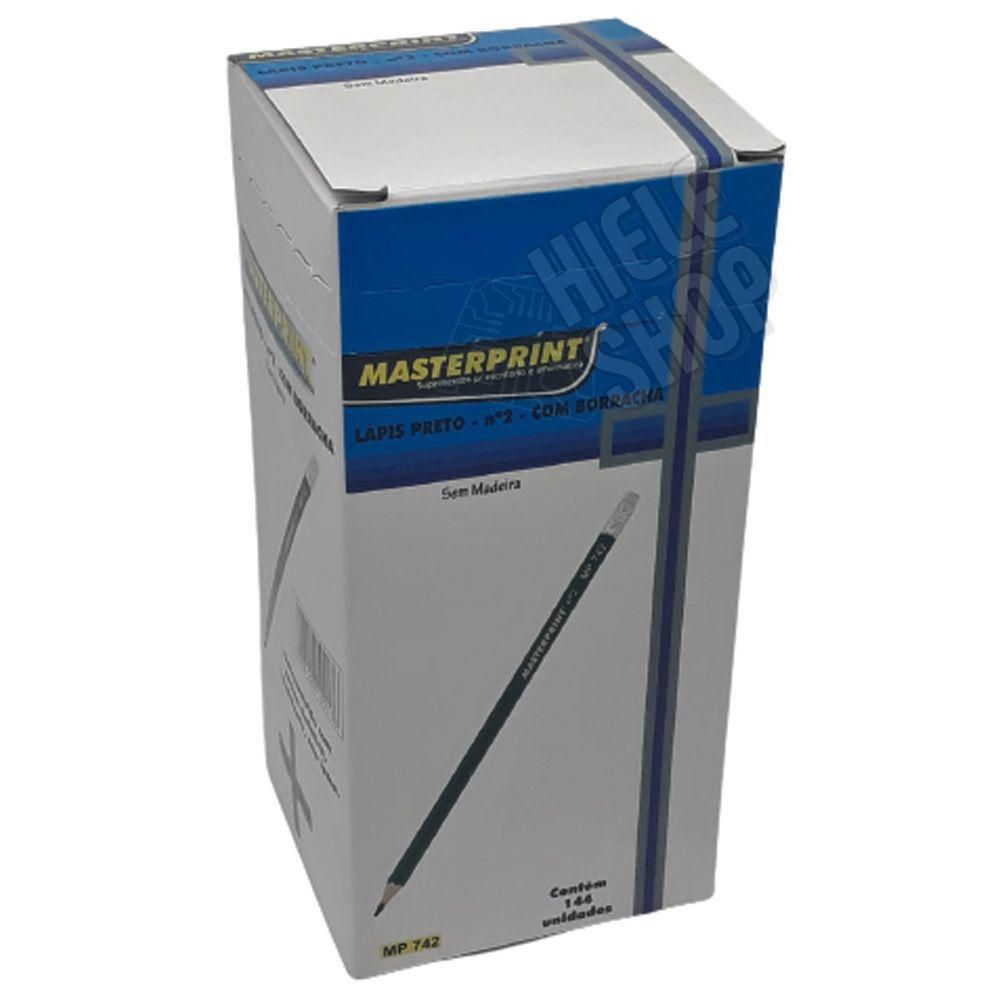 Lápis Grafite de Escrever Preto com borracha N2 Masterprint - LOJA DG