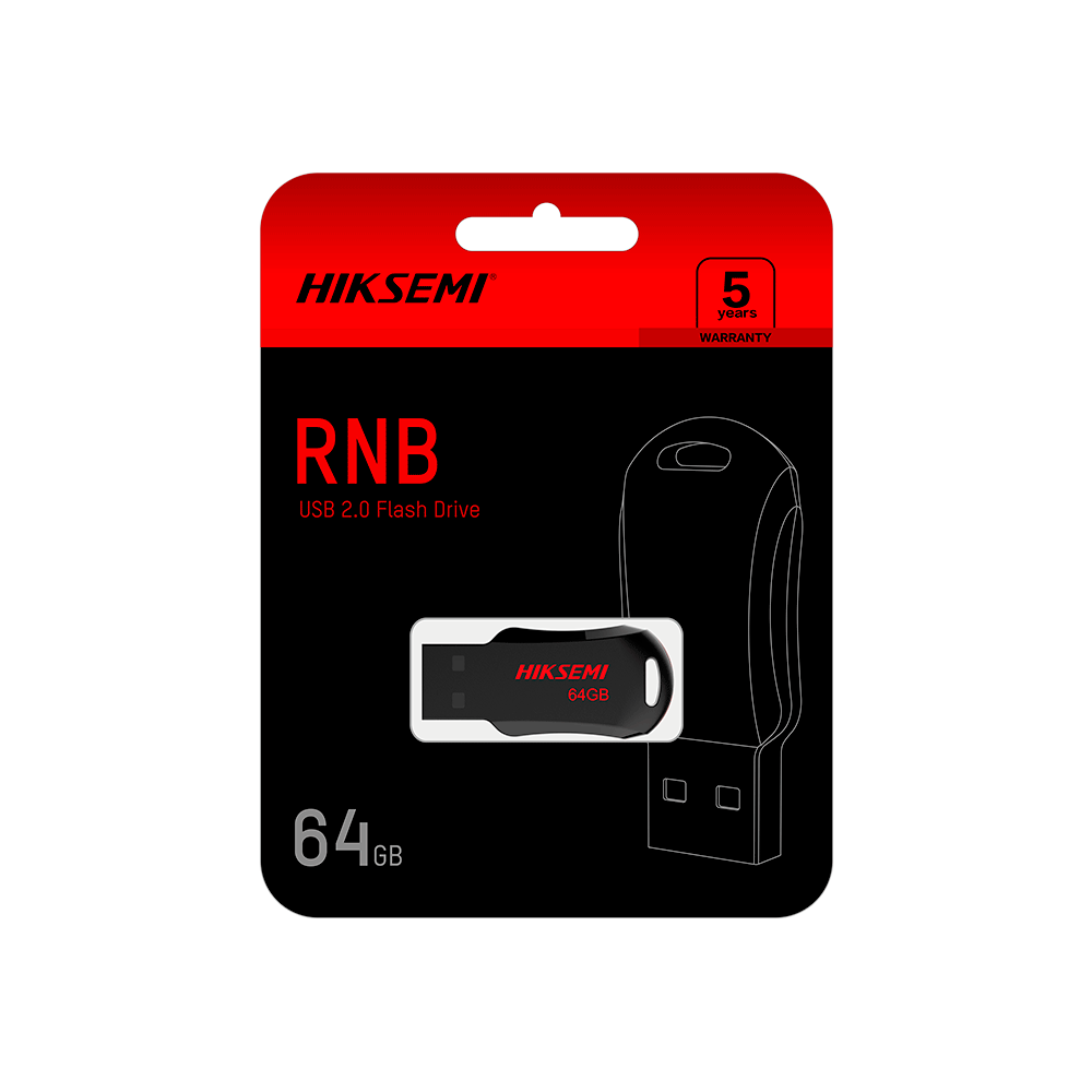 Pendrive Hiksemi USB 2.0 Flash Drive RNB series 64GB Preto Vermelho M200R - LOJA DG