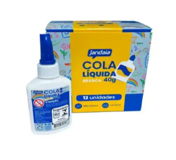 Cola Branca Liquida Jandaia 40g Escolar Unidade Lavável Atóxica - LOJA DG