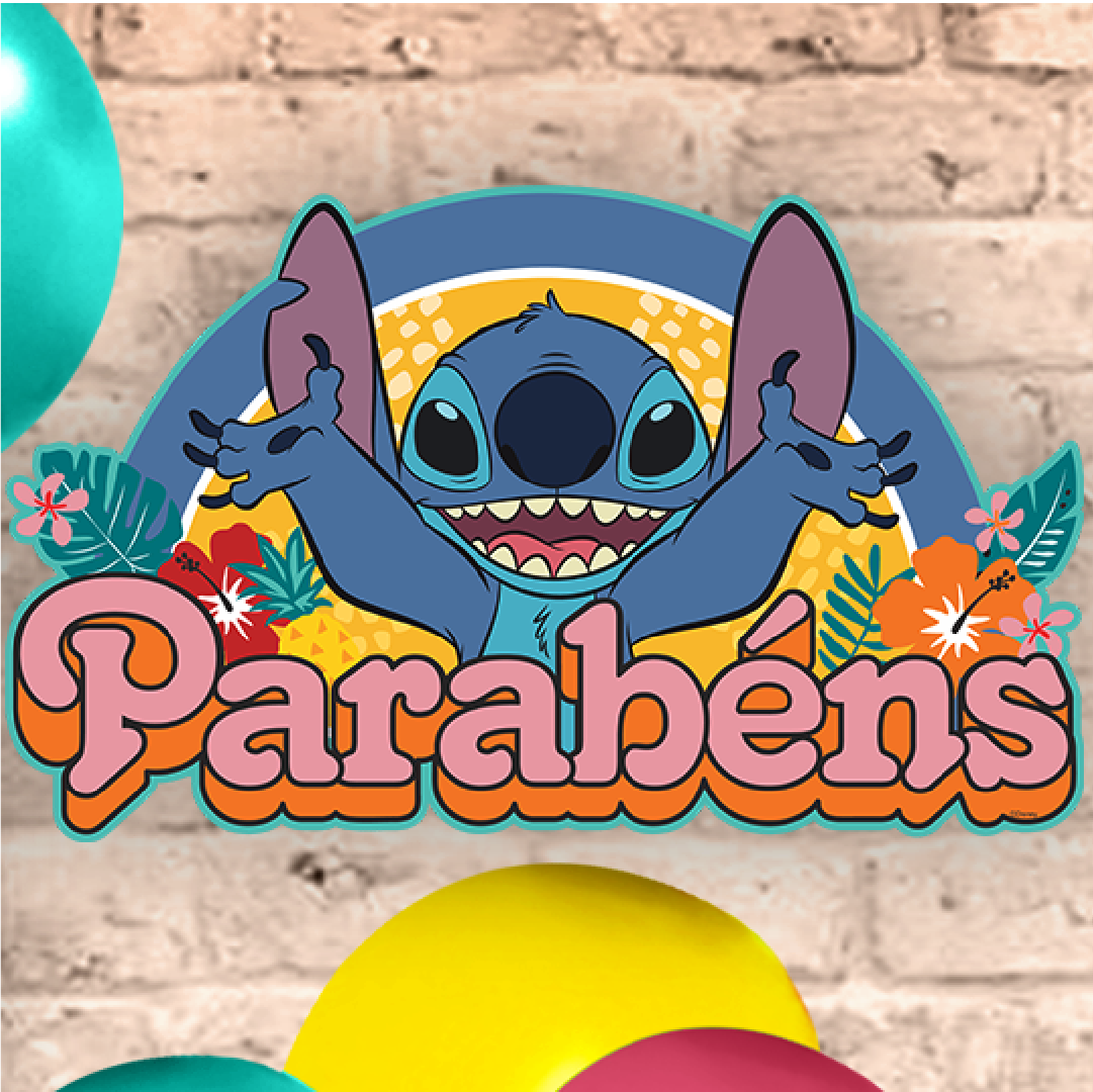 Painel Parabéns Festa Stitch 32x53cm - Ref 321010 Piffer - CCS Decorações