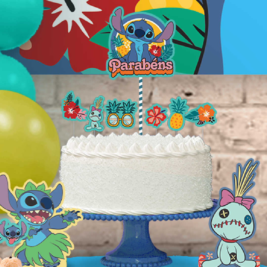 Topo de Bolo Impresso Festa Stitch - Ref 321015 Piffer - CCS Decorações