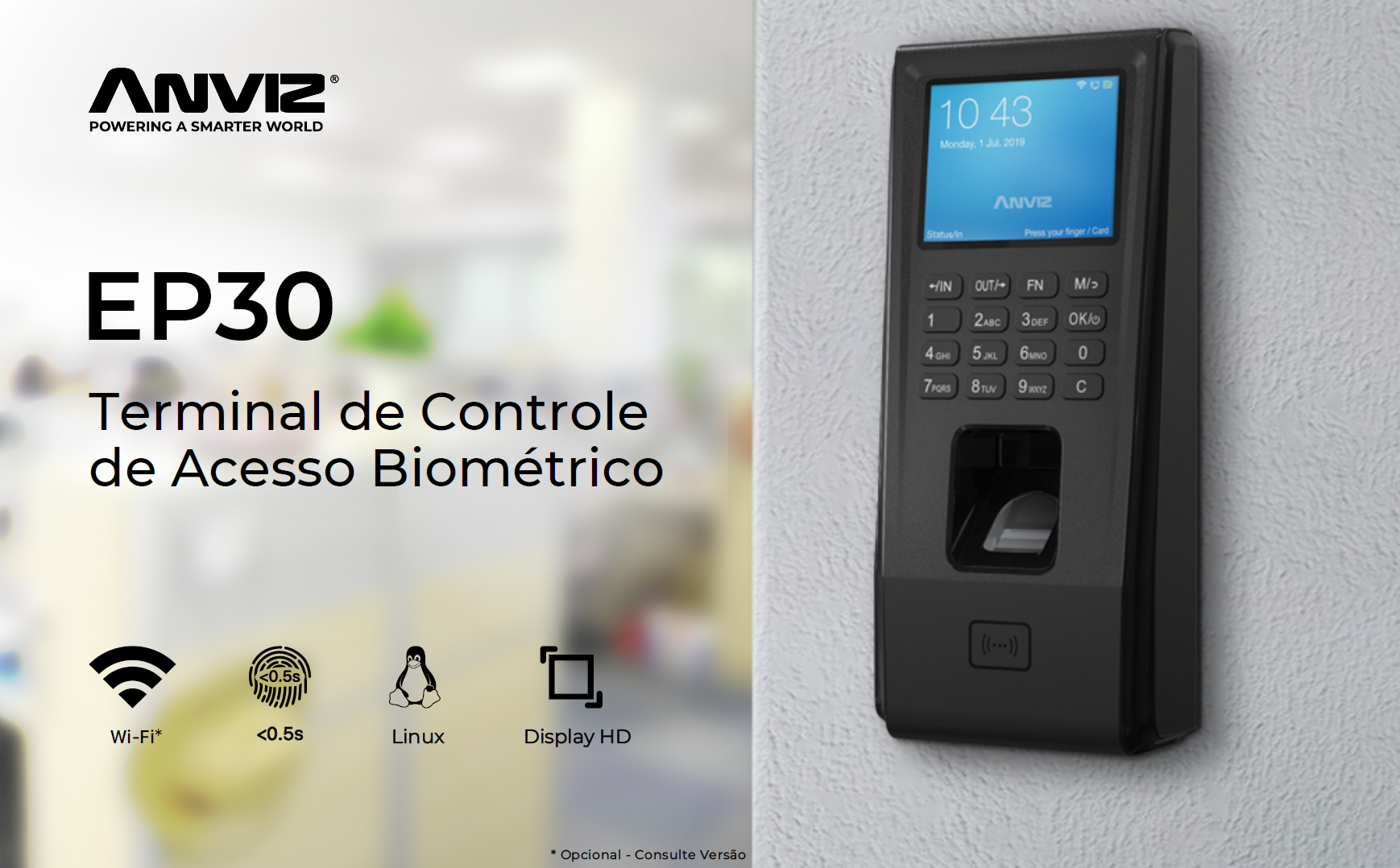 EP30 - Controle de Acesso ANVIZ Biometria Cartão Senha Nuvem ...
