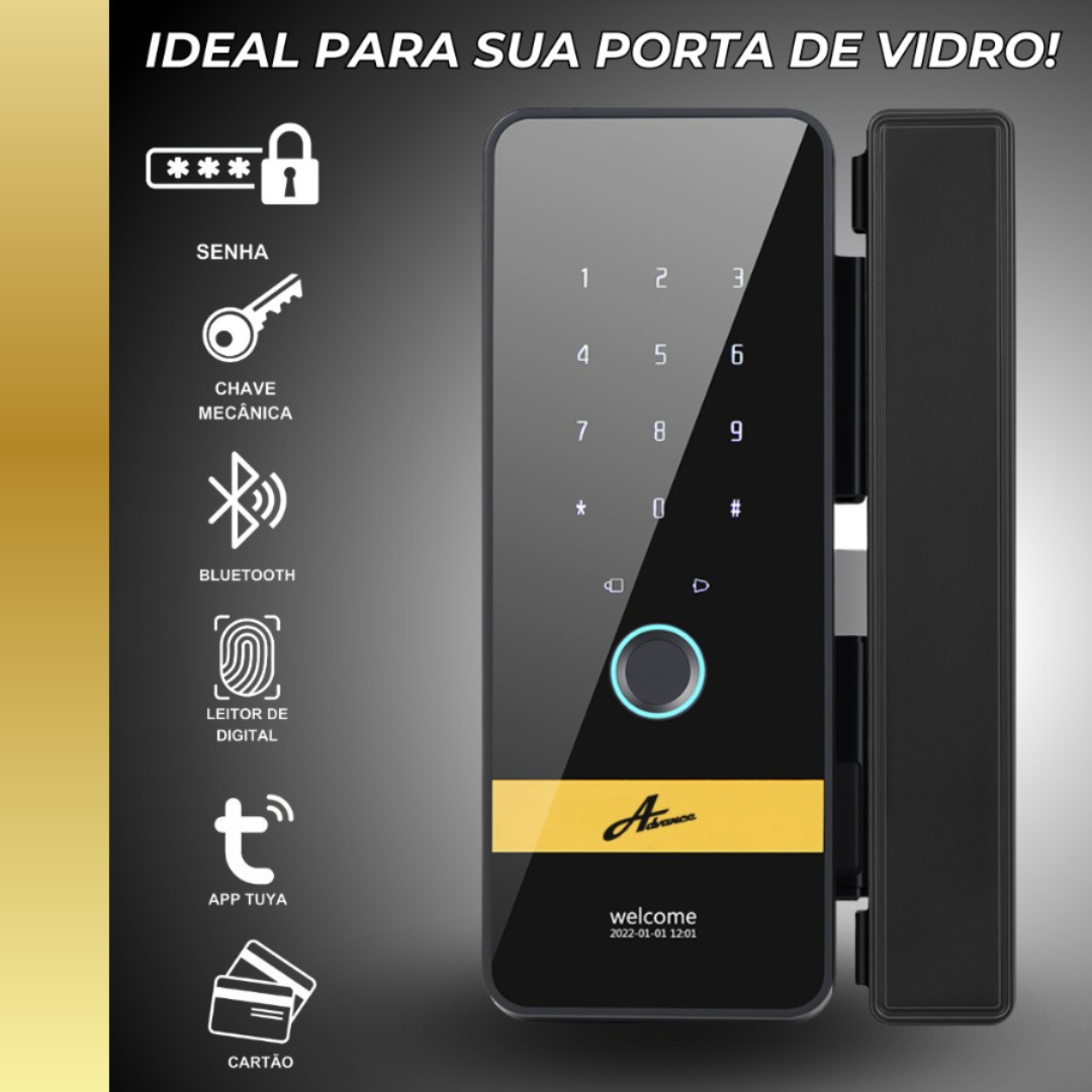 Fechadura Eletrônica Digital Porta de Vidro Sem Furos ADV4600 - BioCommerce - Fechaduras ...