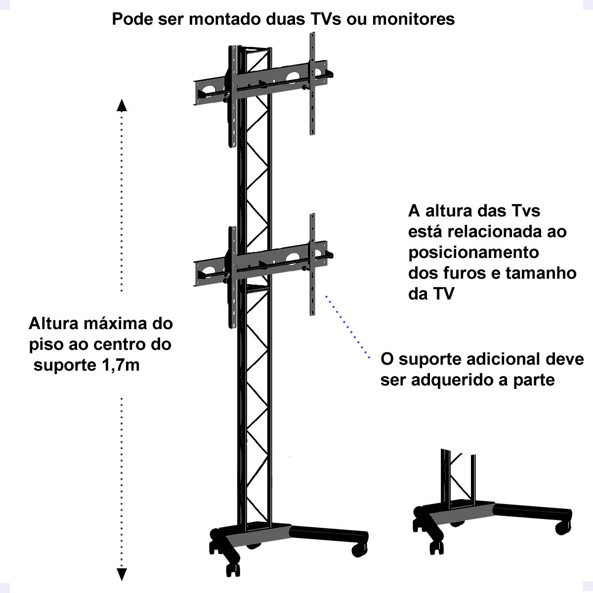 Suporte Para Tv de chão com coluna treliçada. - Ped Tv
