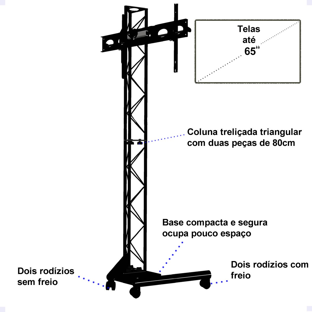 Suporte Para Tv de chão com coluna treliçada. - Ped Tv