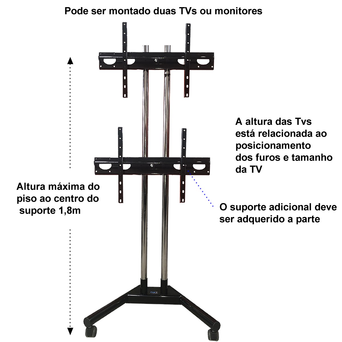 Pedestal Tv - Suporte Para Tv de chão com rodas - Ped Tv