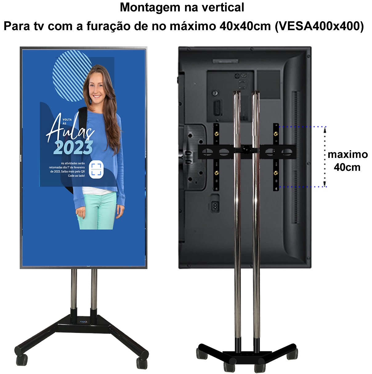 Pedestal Tv - Suporte Para Tv de chão com rodas - Ped Tv
