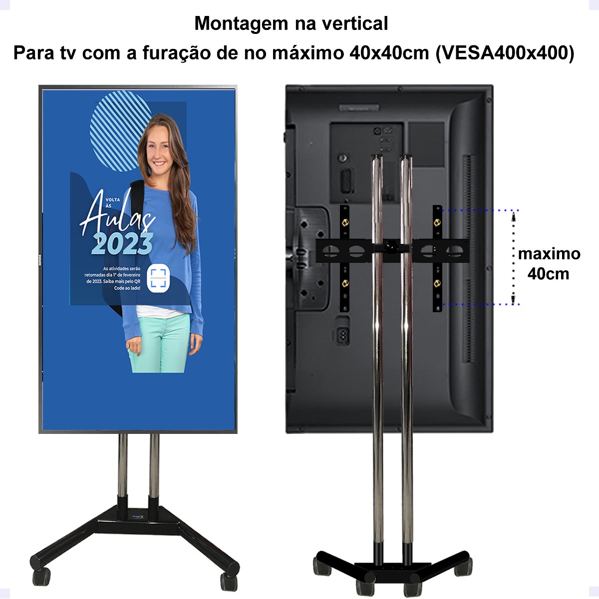 PedestalTv -Suporte Para Tv de piso com rodas - Ped Tv