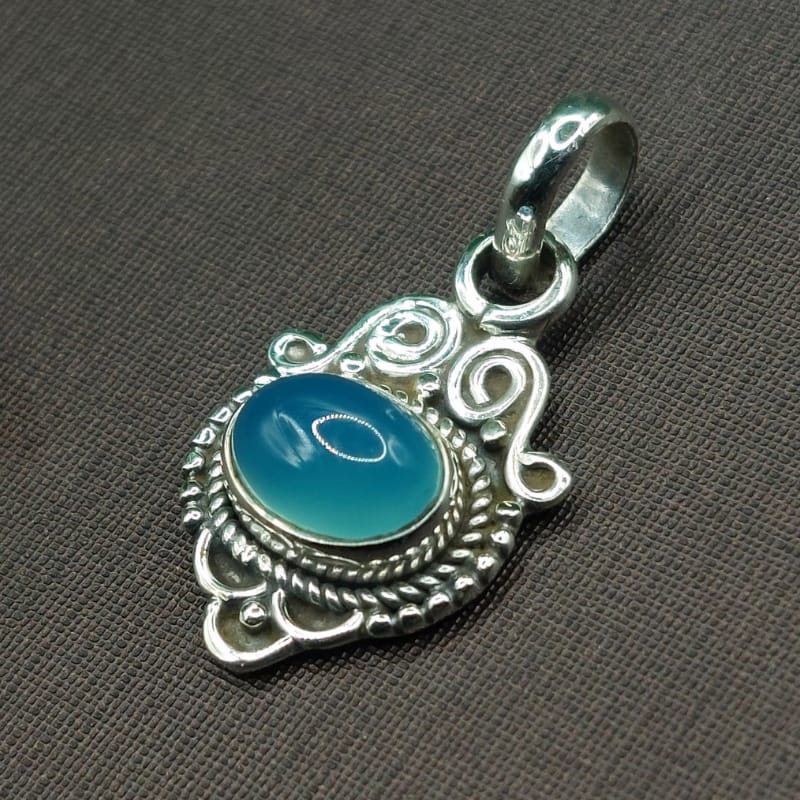 Pingente Prata 925 Filigrana Calcedônia Azul - lançamento - Prata de ...