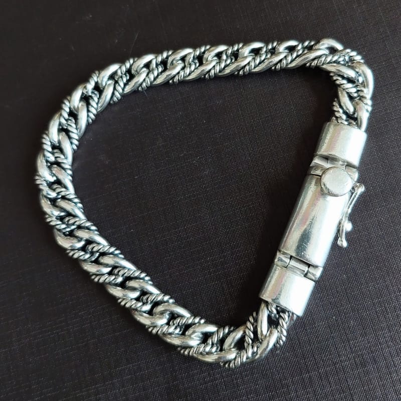 Pulseira de Prata Bali 925 8mm fecho de Gaveta 40gr maciça - Prata de ...