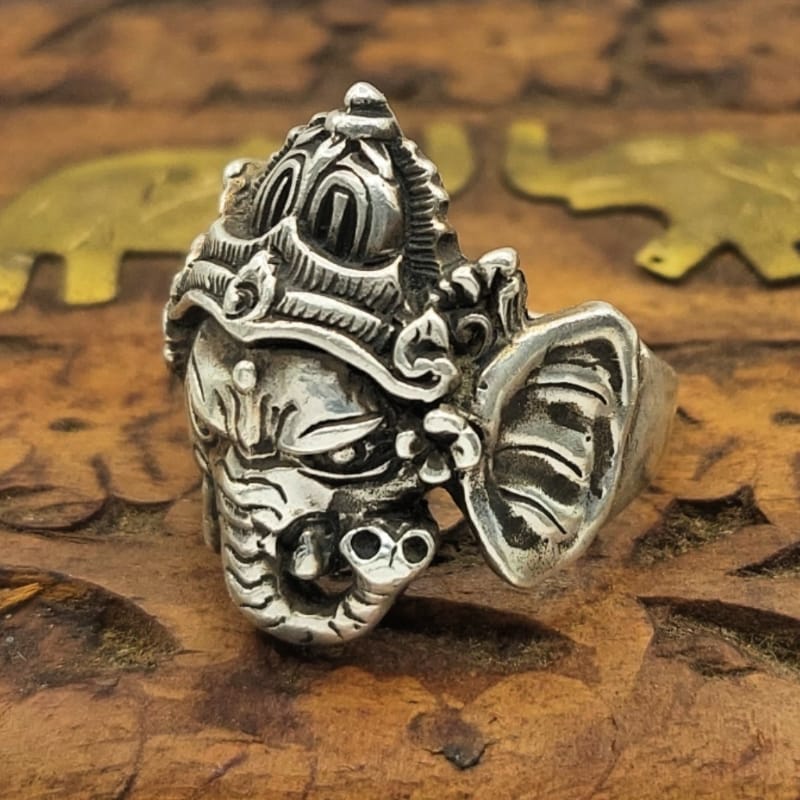 Anel Prata 925 Bali Lord Ganesha - Hindu - Prata de Bali Joias - Prata ...