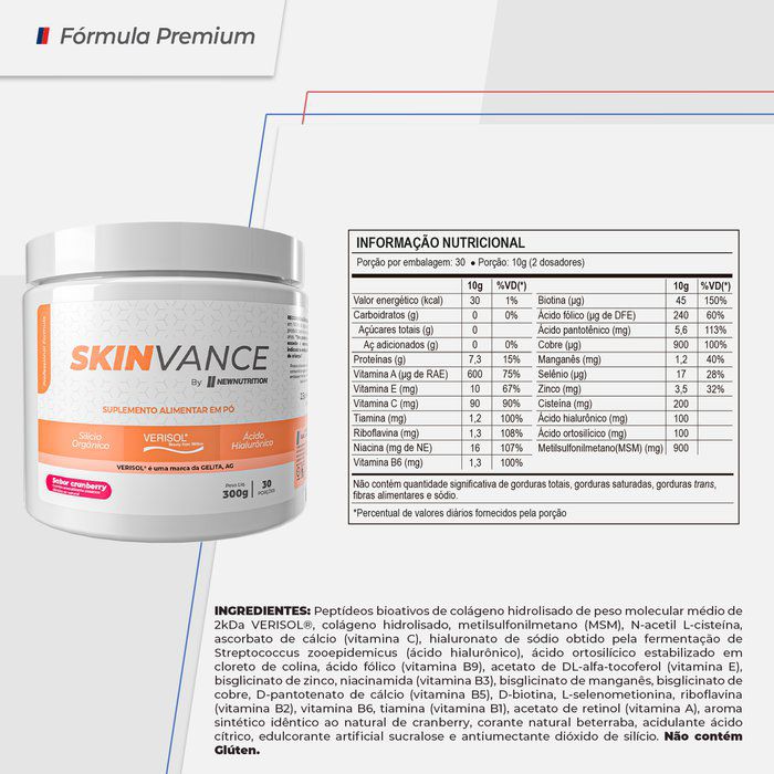 Colágeno Skinvance em Pó - Cranberry - 300g - NewNutrition - SKIN ...