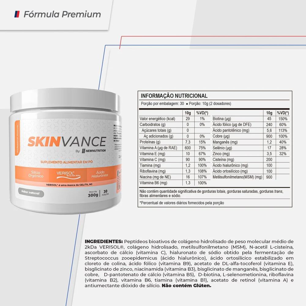 Colágeno Skinvance em Pó - Natural - 300g - NewNutrition - SKIN SANNUS ...