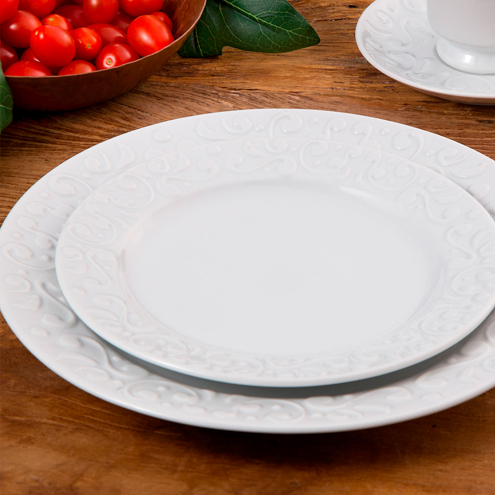 Kit 4 Prato Raso 4 Sobremesa 4 Bowls Tassel Porcelana Germer ...