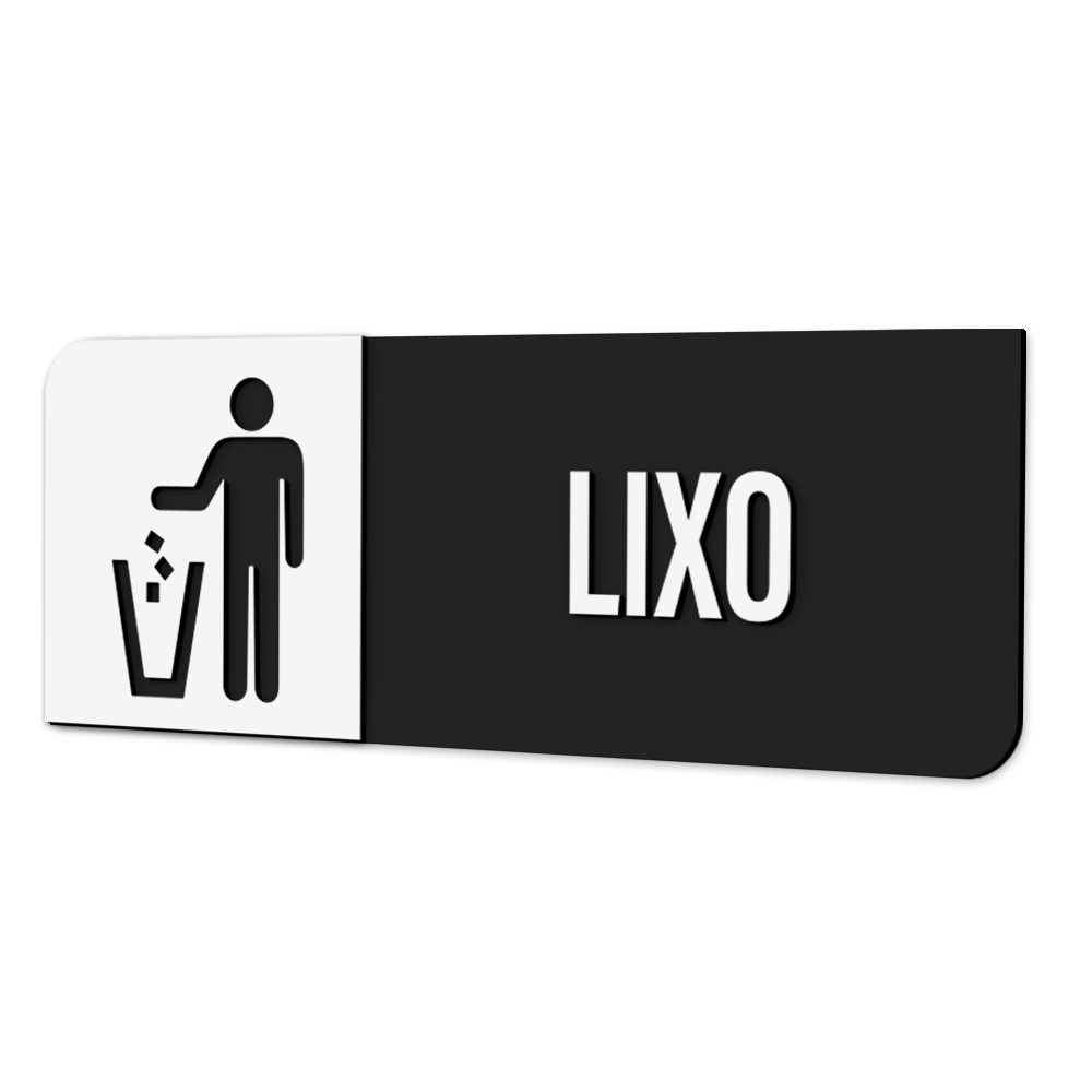 Placa de Sinalização Indicativa - Lixo - Lumina Decor