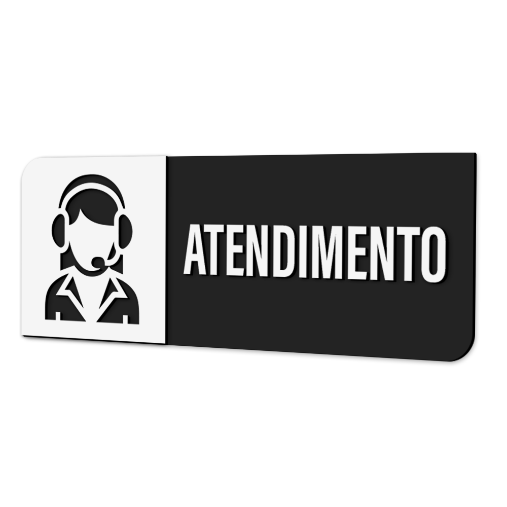 Placa de Sinalização Indicativa - Atendimento - Lumina Decor