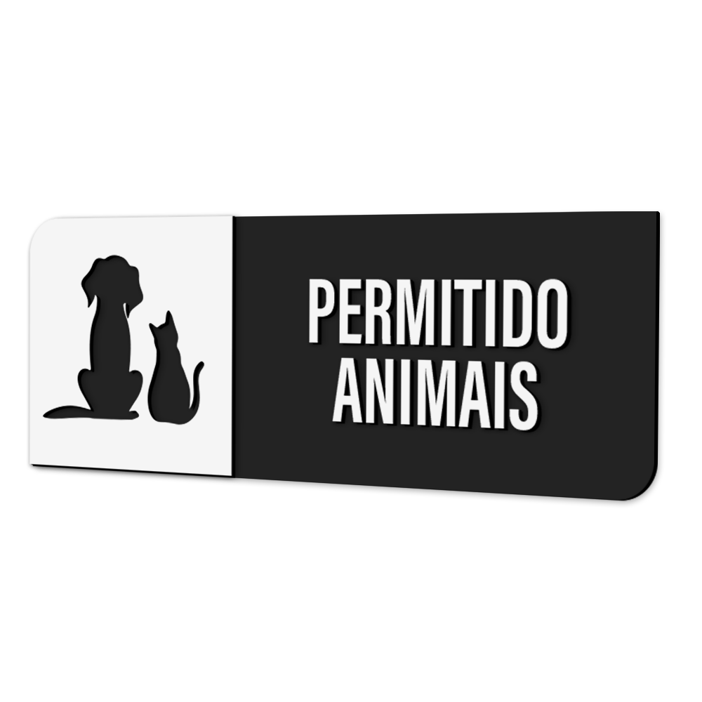 Placa de Sinalização Indicativa - Permitido Animais - Lumina Decor