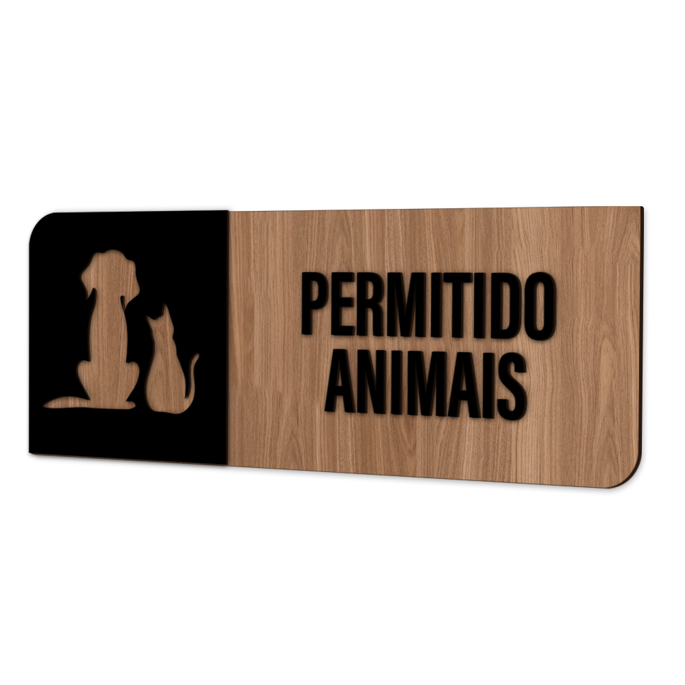 Placa de Sinalização Indicativa - Permitido Animais - Lumina Decor