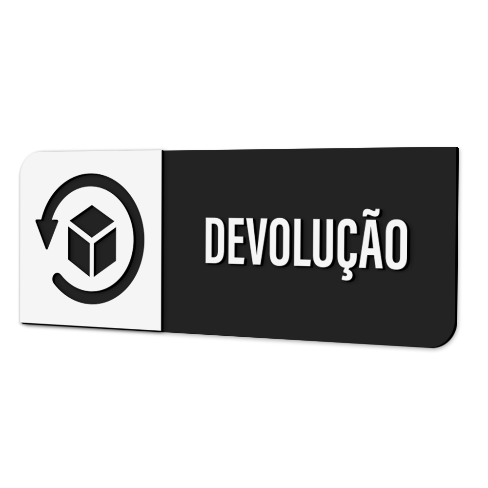 Placa de Sinalização Indicativa - Devolução - Lumina Decor