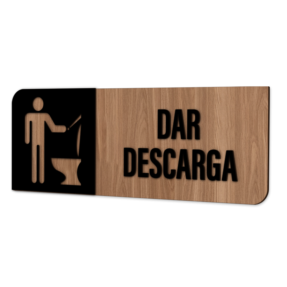 Placa de Sinalização Indicativa - Dar Descarga - Lumina Decor