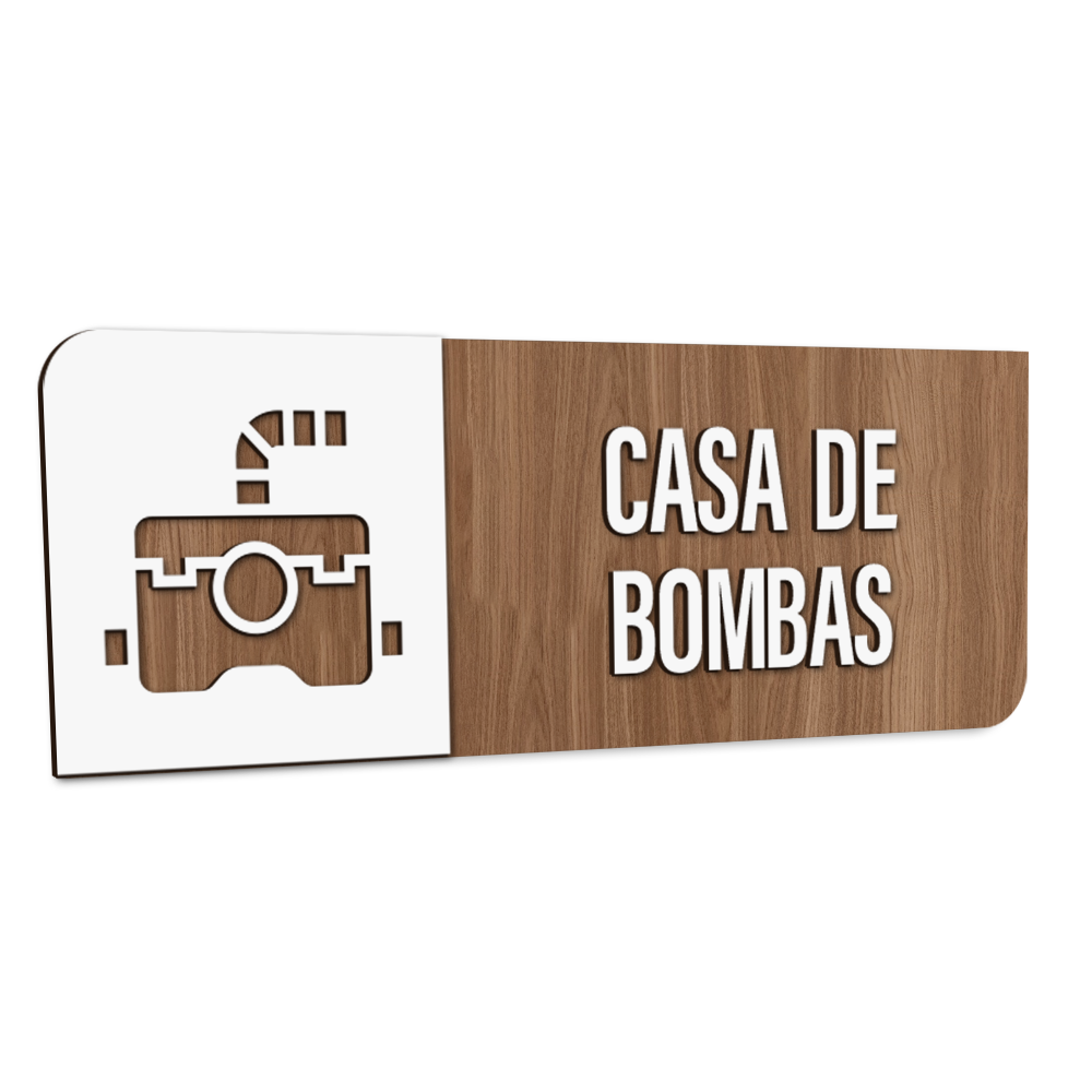 Placa de Sinalização Indicativa - Casa de Bombas - Lumina Decor
