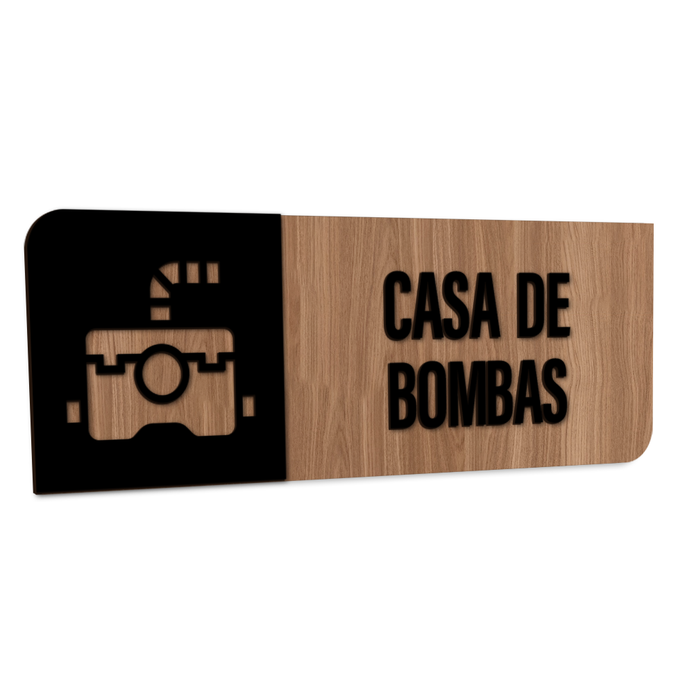 Placa de Sinalização Indicativa - Casa de Bombas - Lumina Decor