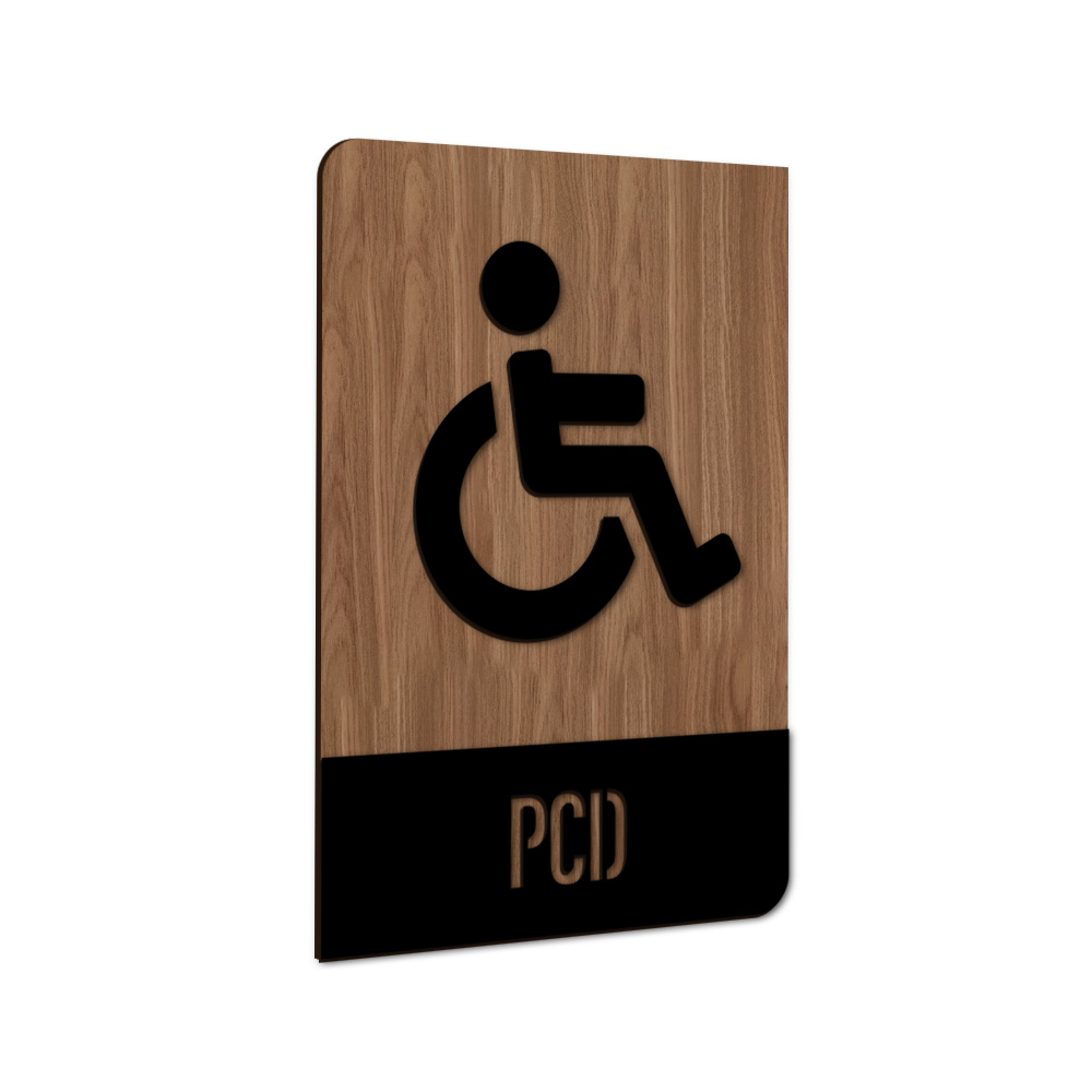 Placa Sinalização Indicativa Banheiro PcD Vertical - Lumina Decor