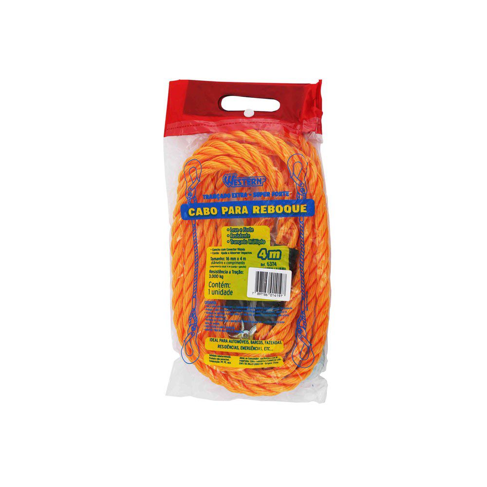 Cabo p/ Reboque 4mt Capacidade 2500Kg WESTERN 6374 - zigferramentas