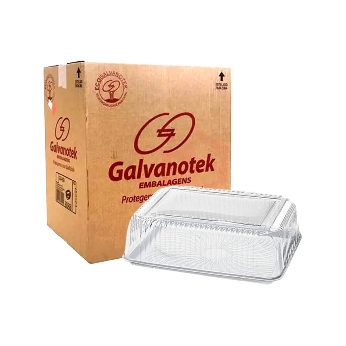 Bandeja G 70 Retangular c/Tampa Galvanotek c/40 Un. - SM Embalagens Descartáveis