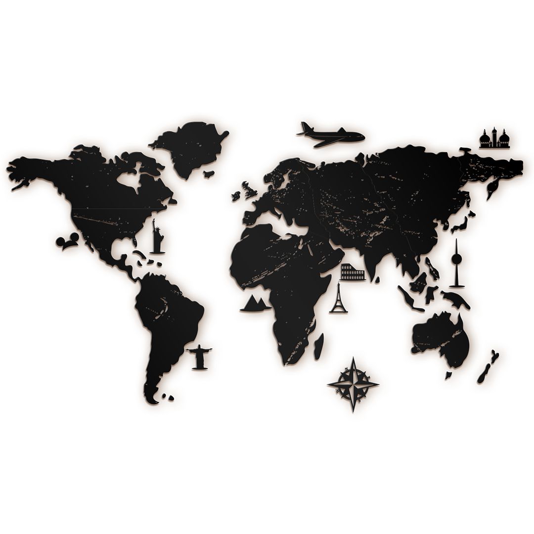 Mapa Mundi de Parede em MDF - Fácil instalação - 3 tamanhos - BLESS ...