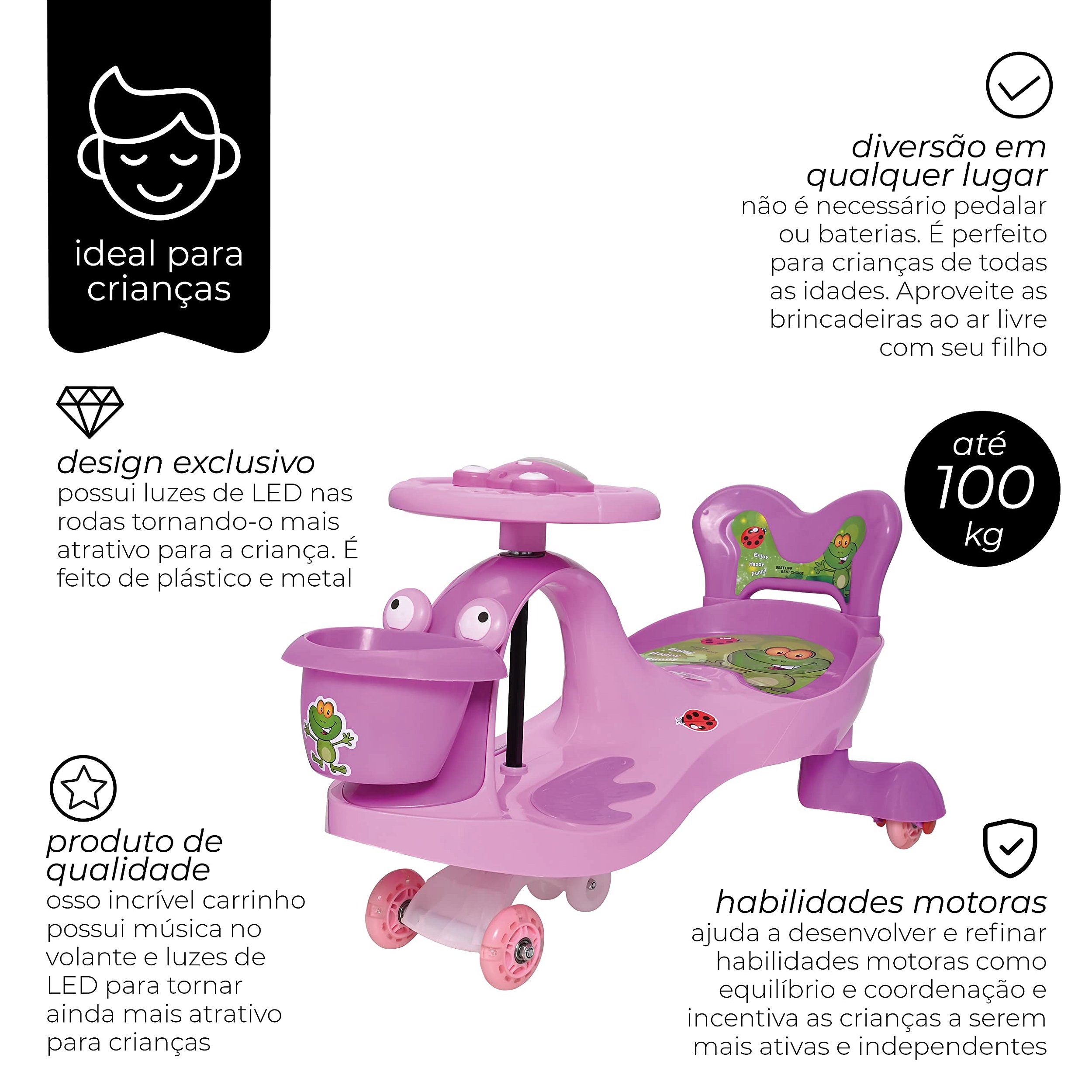 Carrinho Zippy Car Animais Divertidos Rosa - Gogupo Distribuidora, Seu ...