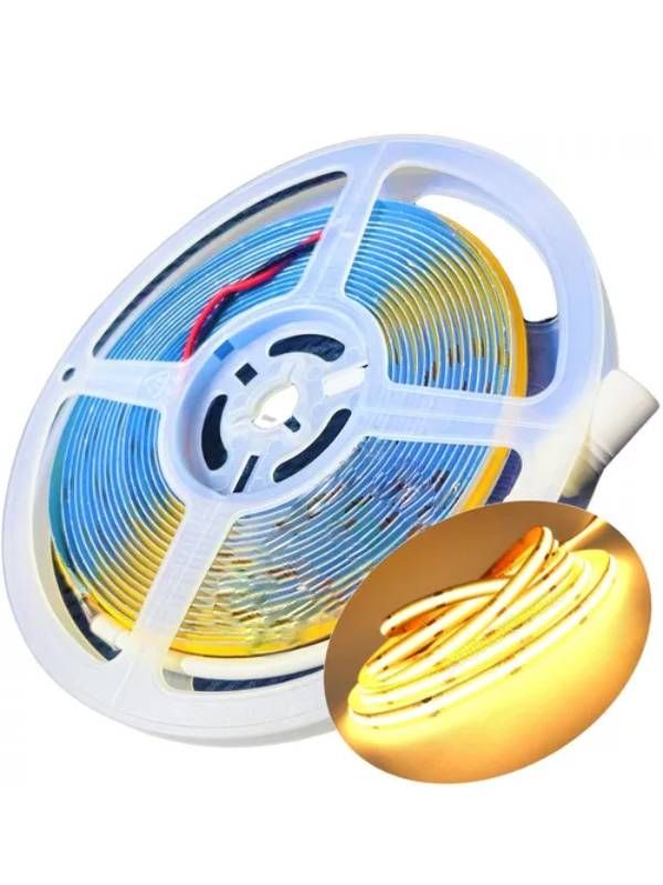 Fita LED 5 Metros Cob 3528 12v 480 Led IP20 Branco Quente 3000k ...