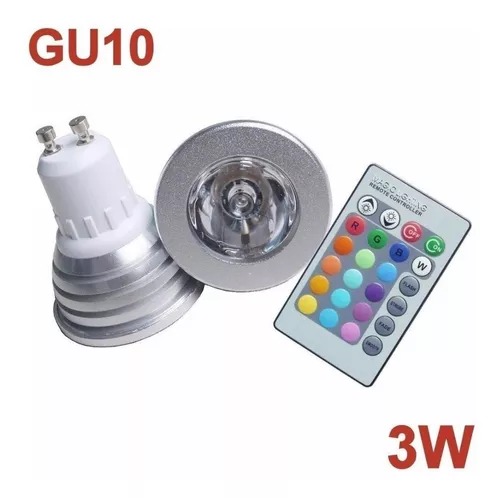 Lâmpada Dicroica 3W LED GU10 RGB Colorido - Sustenta Led - A maior loja de lâmpadas, refletores ...