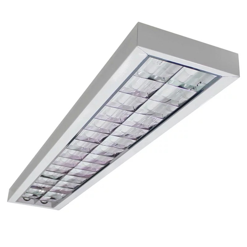 Luminária Calha Aletada Sobrepor Para Lâmpada Tubular 2x T8 120cm ...