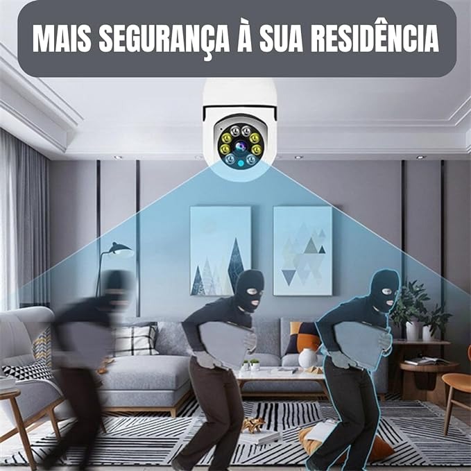 Câmera Lâmpada LED E27 Segurança Visão Noturna Infravermelho Wifi Hd P ...