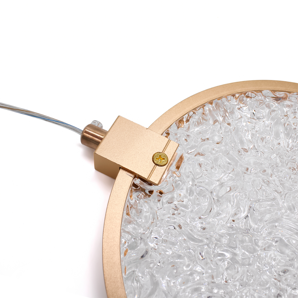 Luminária Pendente Led Disco Lustre Cristal 3 Cores Dourado - Sustenta ...