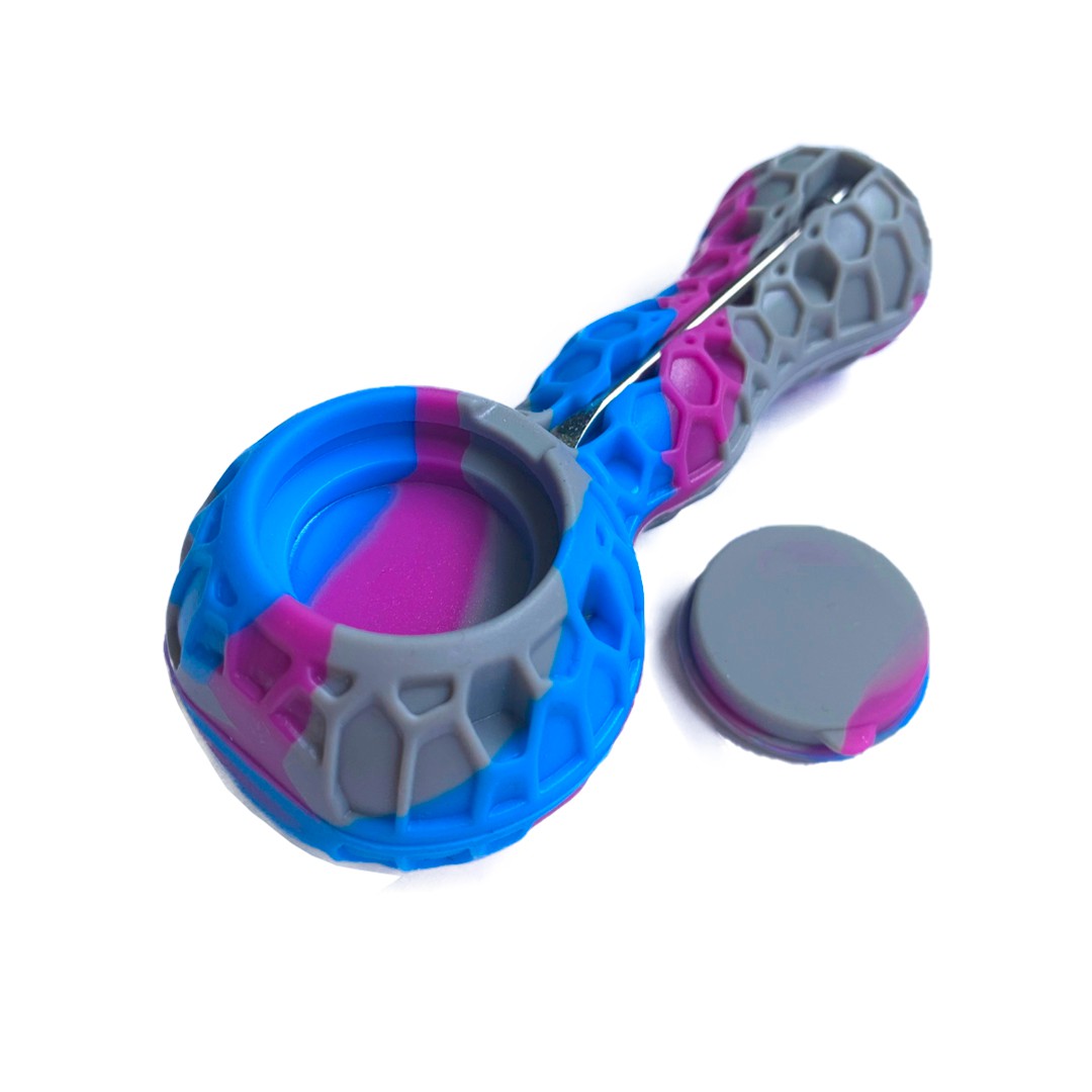 Pipe Dab de Silicone com Suporte Azul, Cinza e Roxo Bee - Tabacaria MOLOTOV