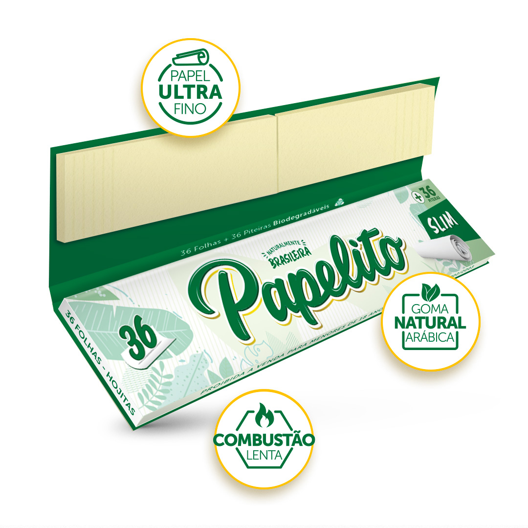 Seda King Size com Piteira Slim Papelito - Tabacaria MOLOTOV