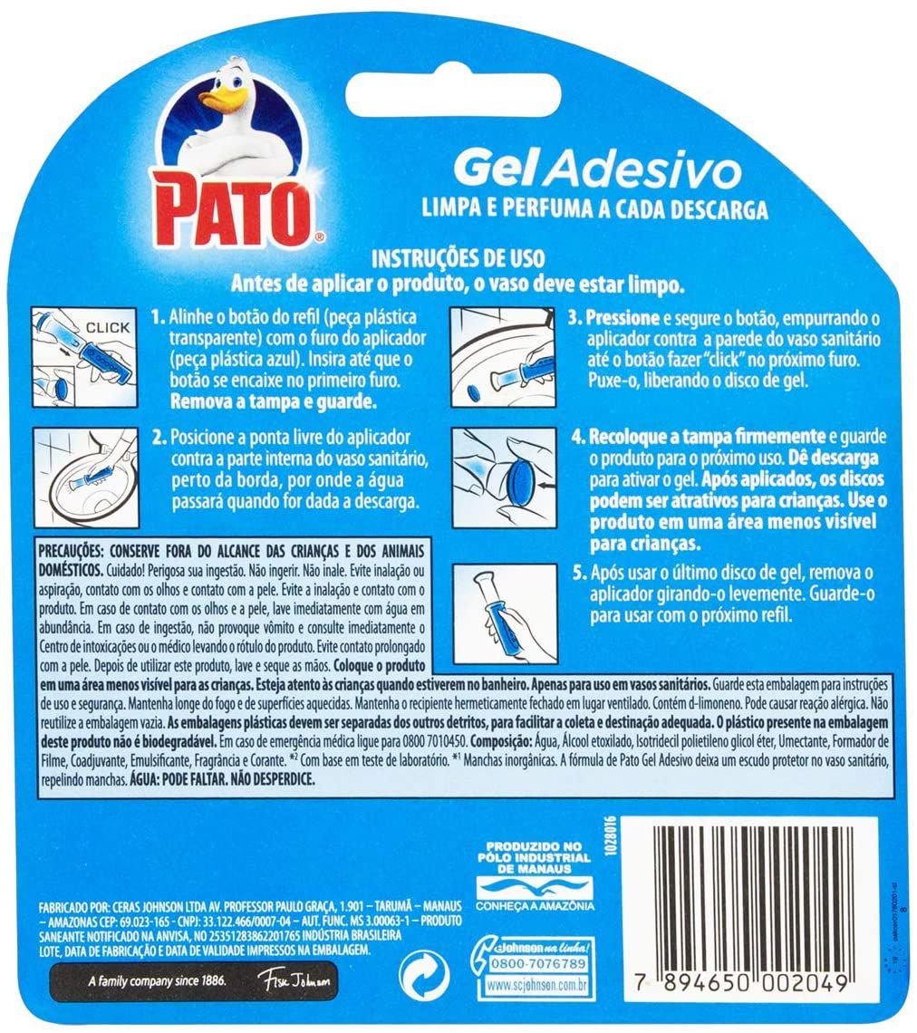 Gel Sanitário Adesivo Com Aplicador + Refil 6 Disco Marine - Pato ...