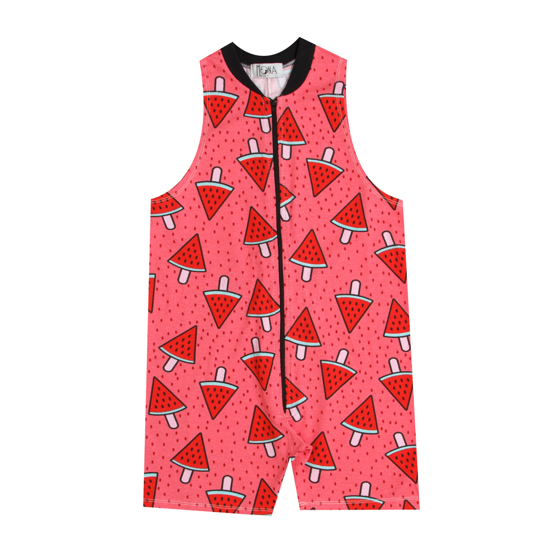 Pijama Macacão Regata Infantil e Teen Melancia Rosa - MONAKIDS PIJAMAS