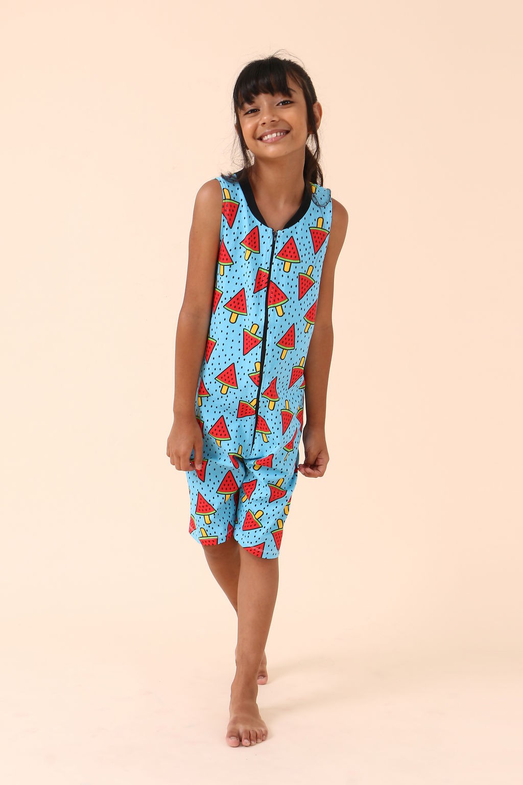 Pijama Macacão Regata Infantil e Teen Melancia Azul - MONAKIDS PIJAMAS