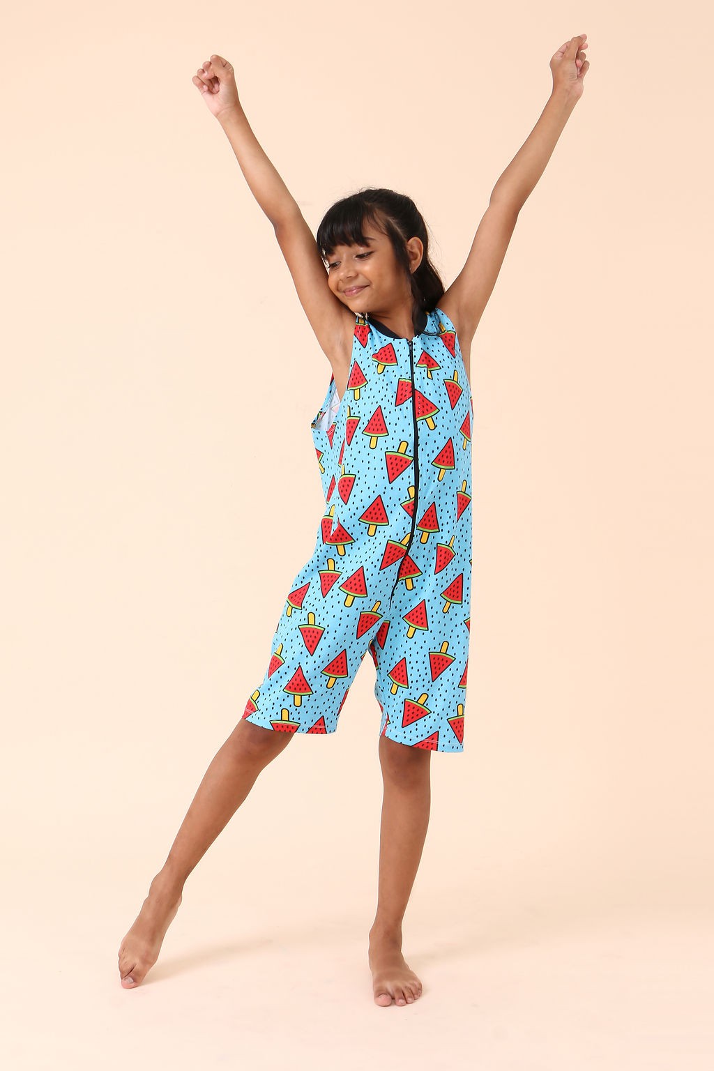 Pijama Macacão Regata Infantil e Teen Melancia Azul - MONAKIDS PIJAMAS