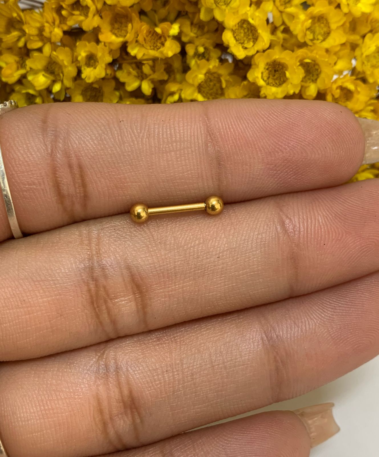Reto titânio pvd gold 8mm - Ideal Piercing