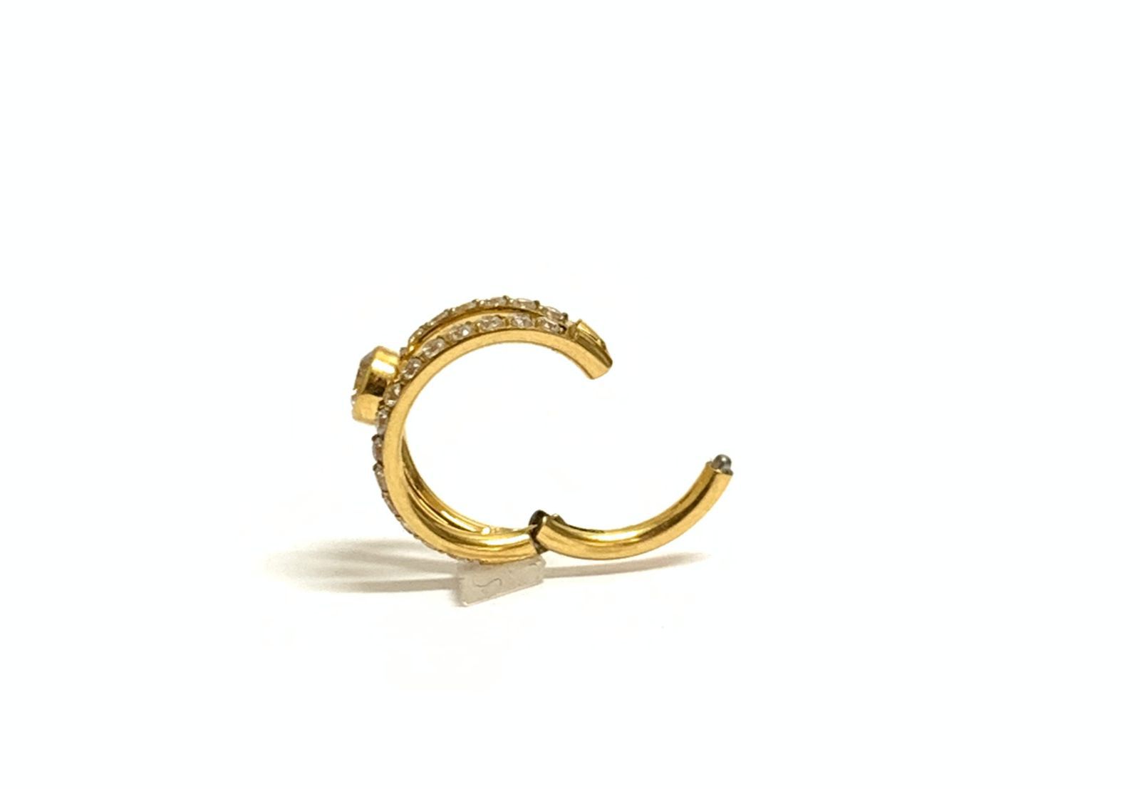 Segmento titânio gold cravejado 8mm - Ideal Piercing