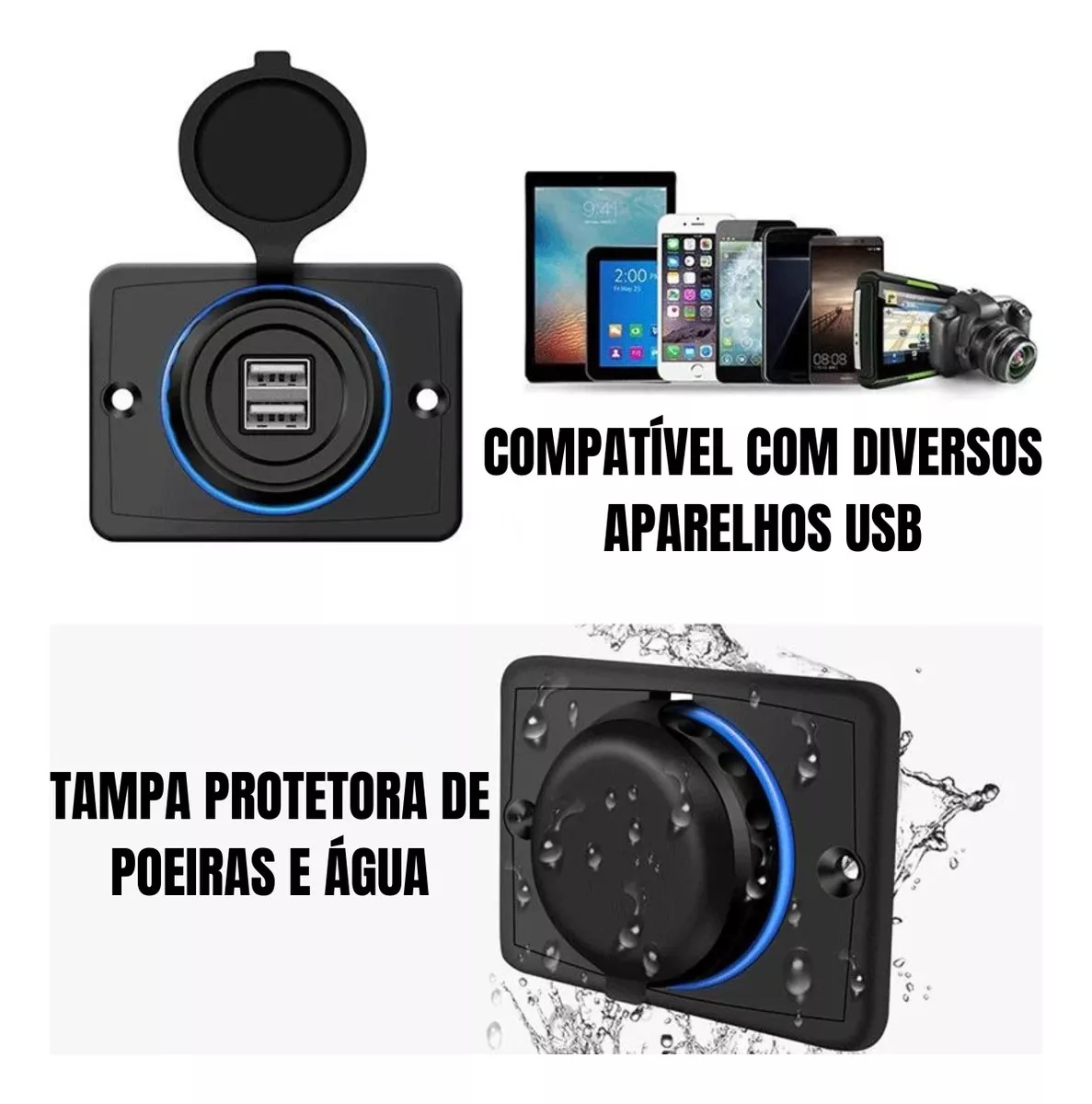 Tomada USB Veicular - Lagos Importadora