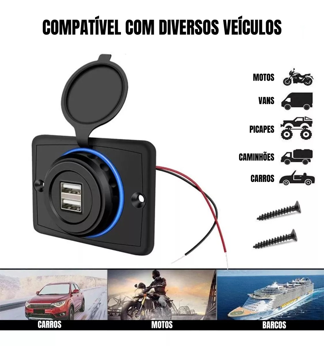 Tomada USB Veicular - Lagos Importadora