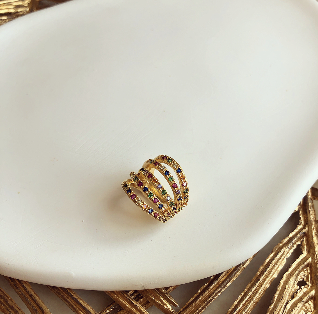 Maxi Piercing de Pressão Grécia com Zircônias Colorida Dourado - Angela ...