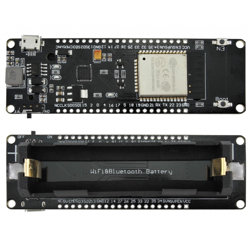 Módulo WiFi ESP32 com Suporte para Bateria 18650 e Gerenciamento de Ca - Eletrogate - 12 anos!