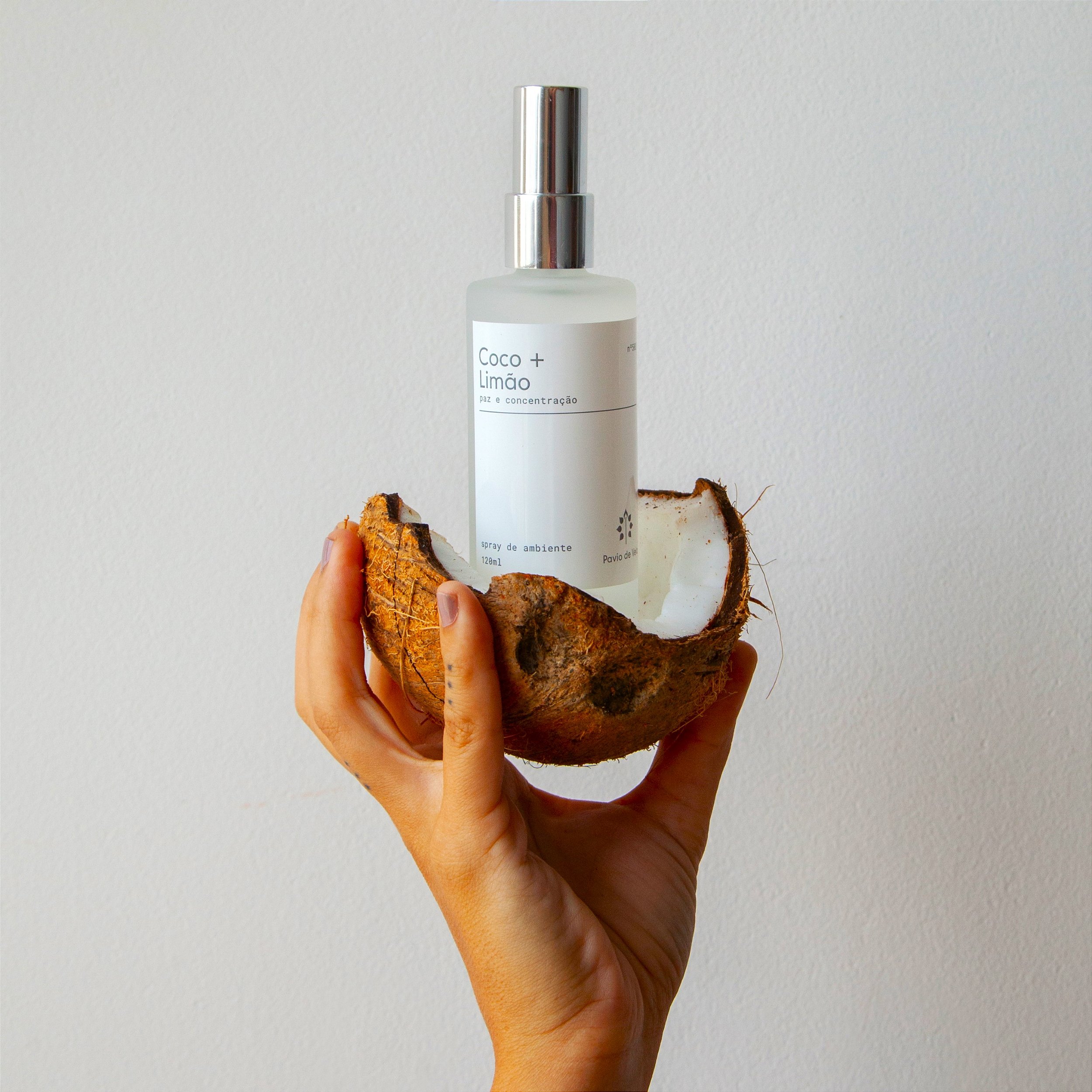 Combo Vela + Spray | Coco + Limão - Pavio de Vela | Perfumando seu dia