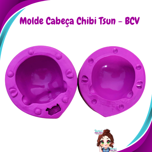Molde de Silicone Cabeça Chibi Tsun - BCV - biscuitandocomvivi